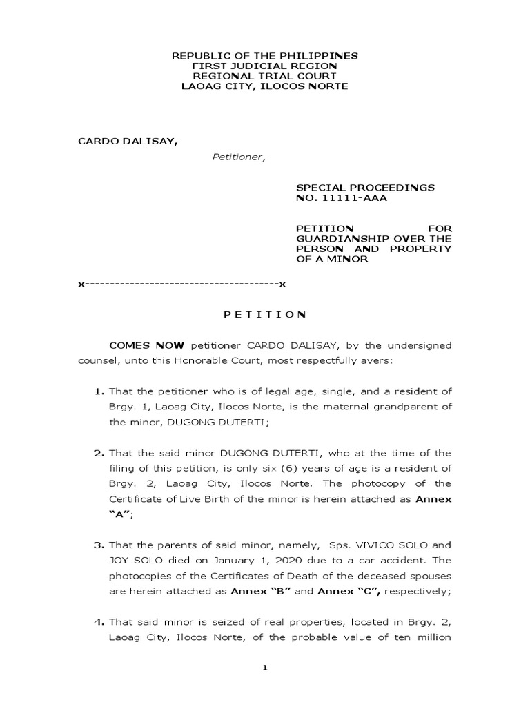 Petition For Guardianship | PDF | Legal Guardian | Common Law Petition For Guardianship | PDF | Legal Guardian | Common Law