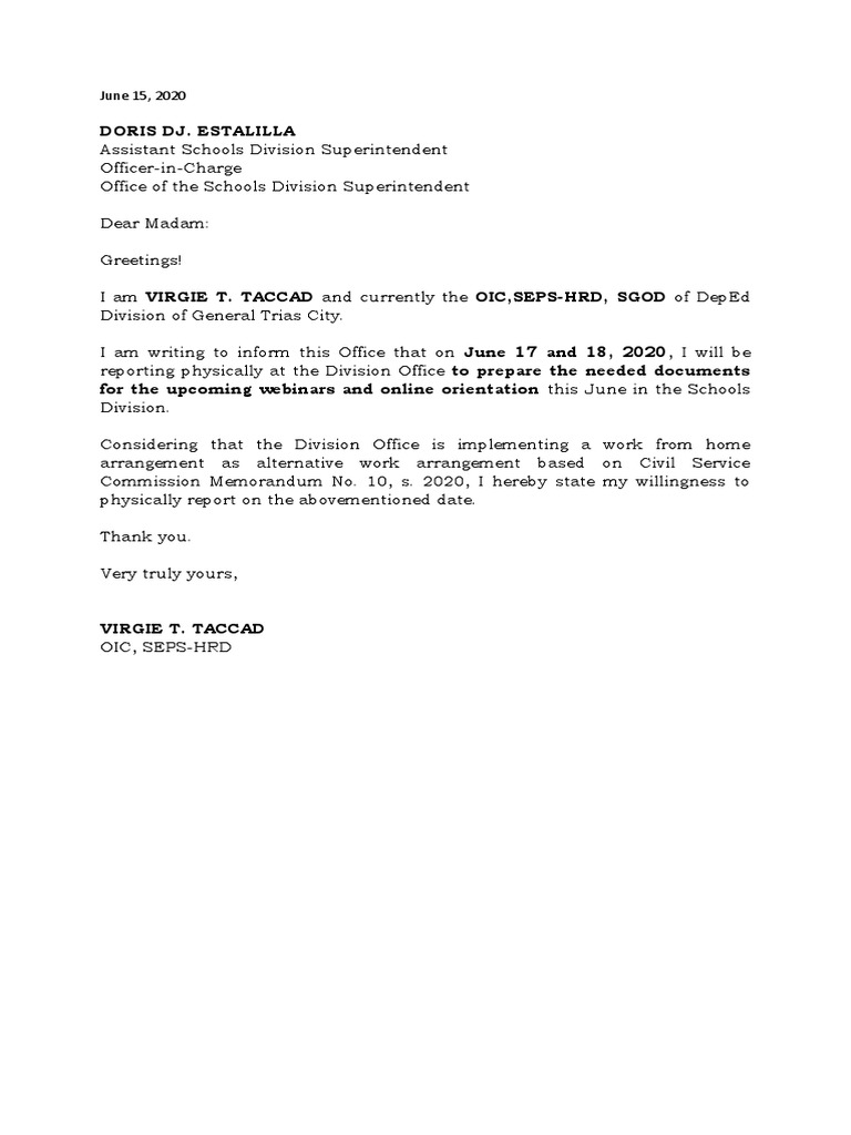 Letter of Division Personnel | PDF | Finance & Money Management