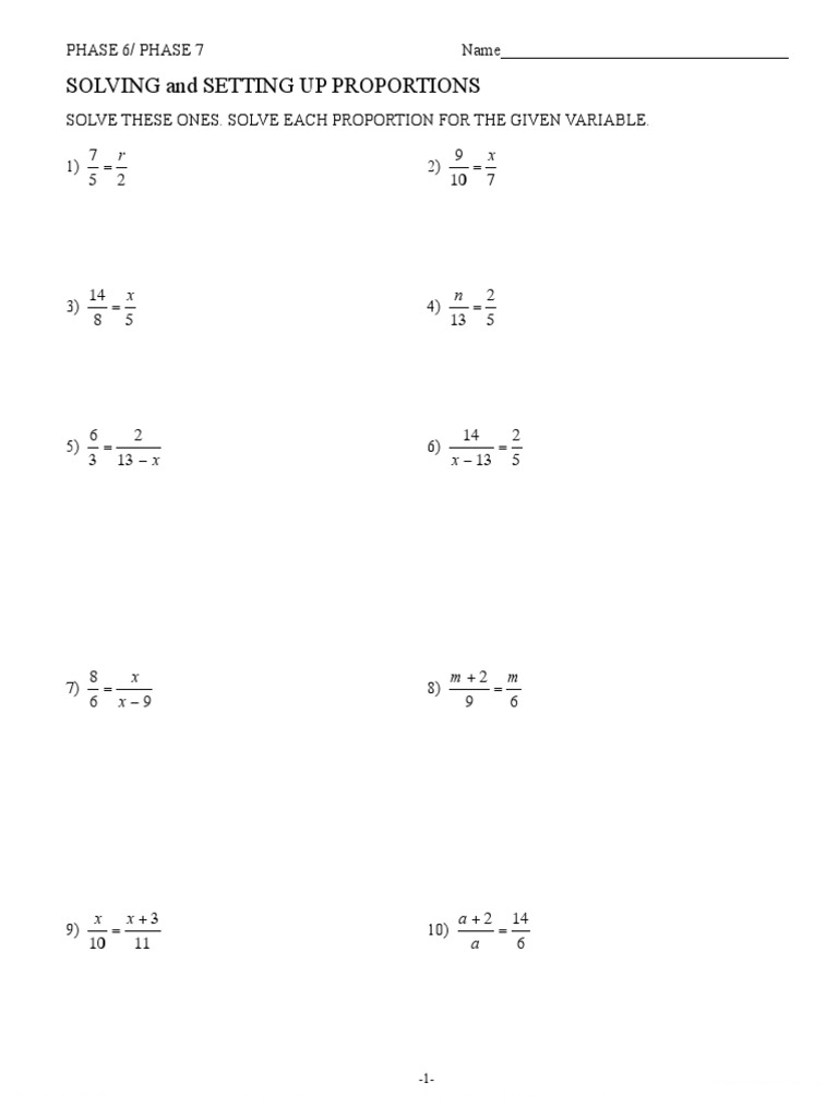 Page 1 and 2 (Solving and Setting Up Proportions) | PDF | Mathematical ...