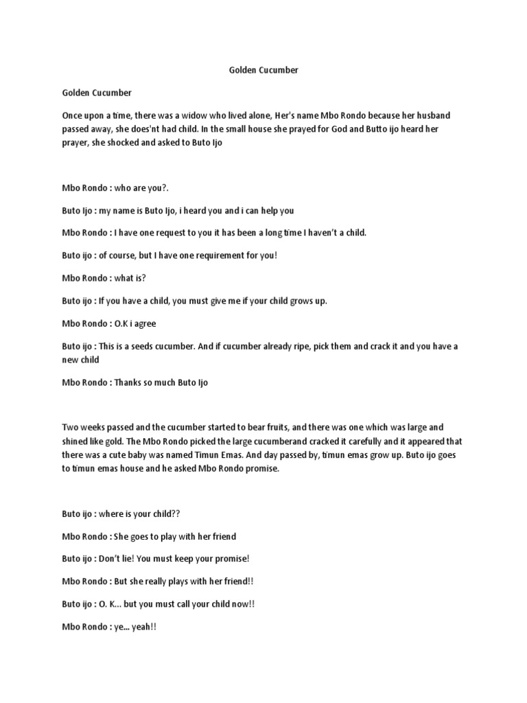 Golden Cucumber Story Telling | PDF