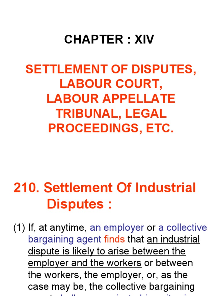 Settlement of Disputes, Labour Court, Labour Appellate Tribunal, Legal ...