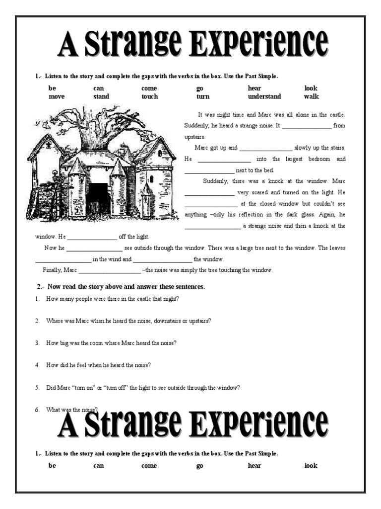 A Strange Experience Reading Comprehension Exercises Tests Writing Crea ...