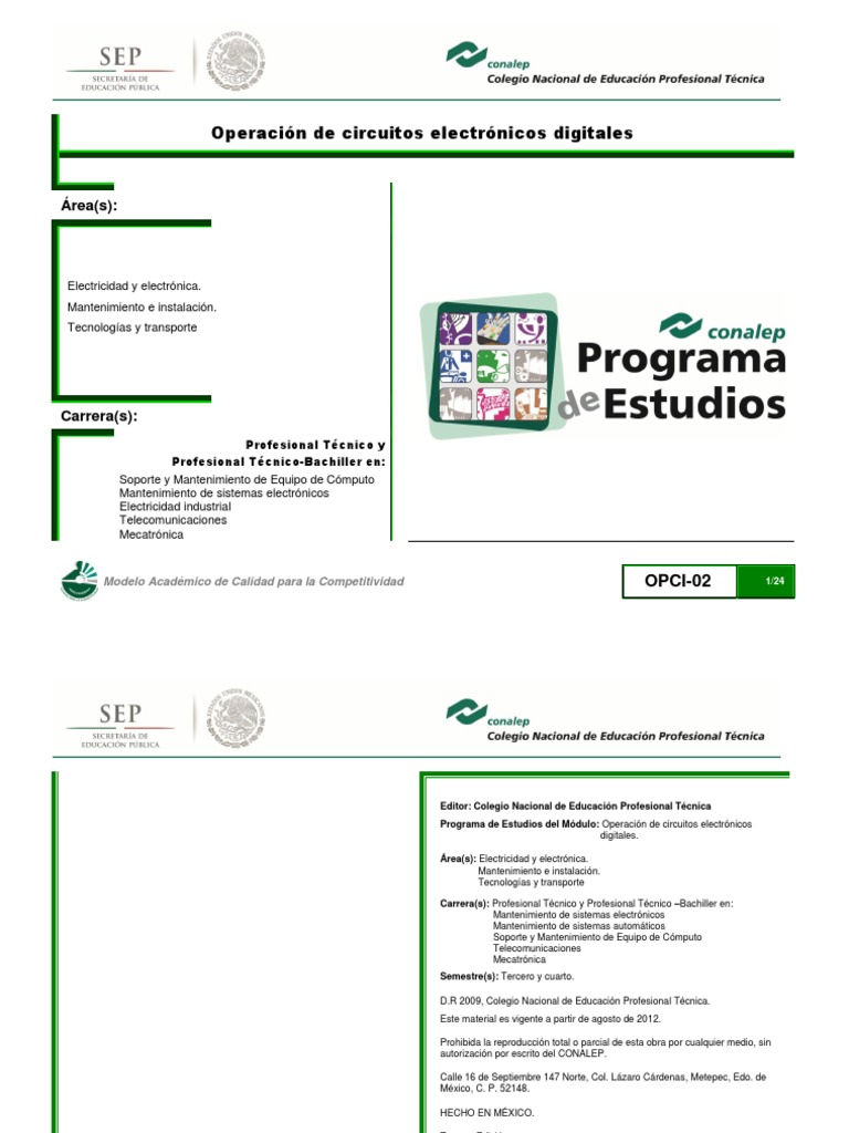 Operacion de Circuitos Electronicos Digitales | PDF | Puerta lógica | Plan de estudios