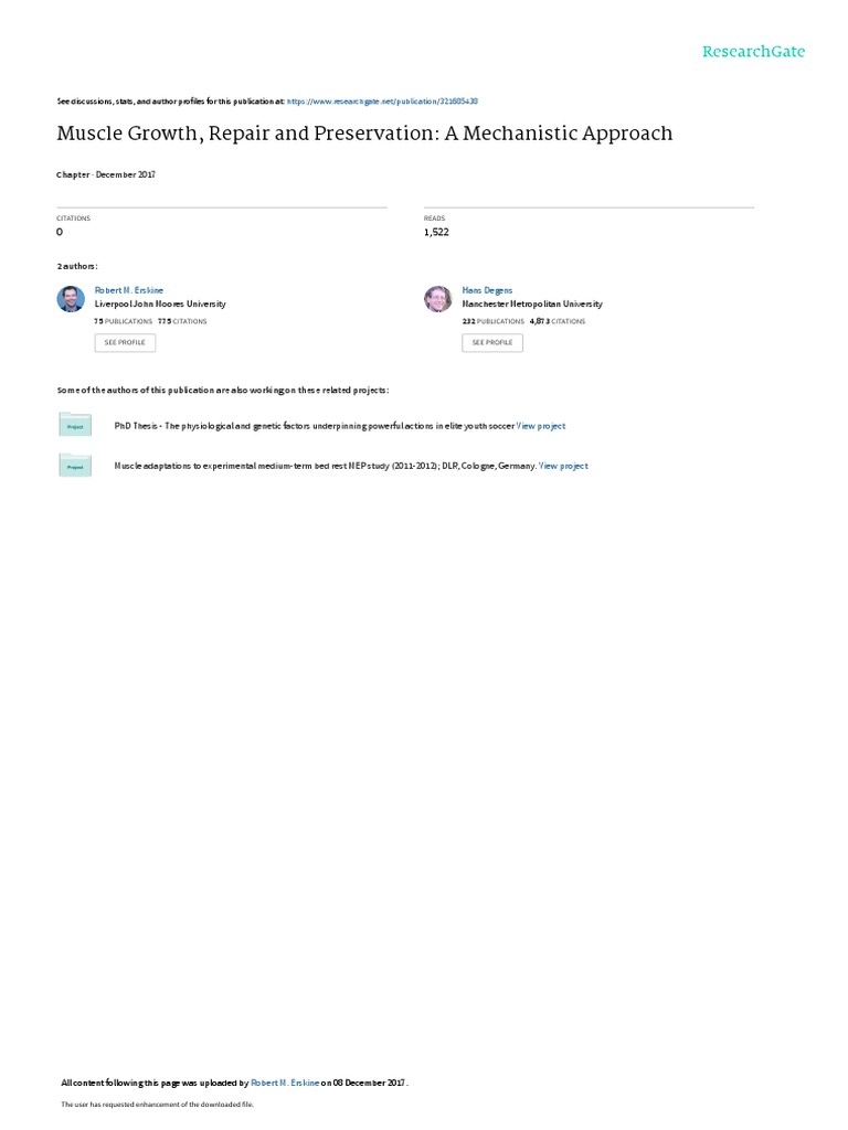 Muscle Growth, Repair and Preservation: A Mechanistic Approach | PDF ...