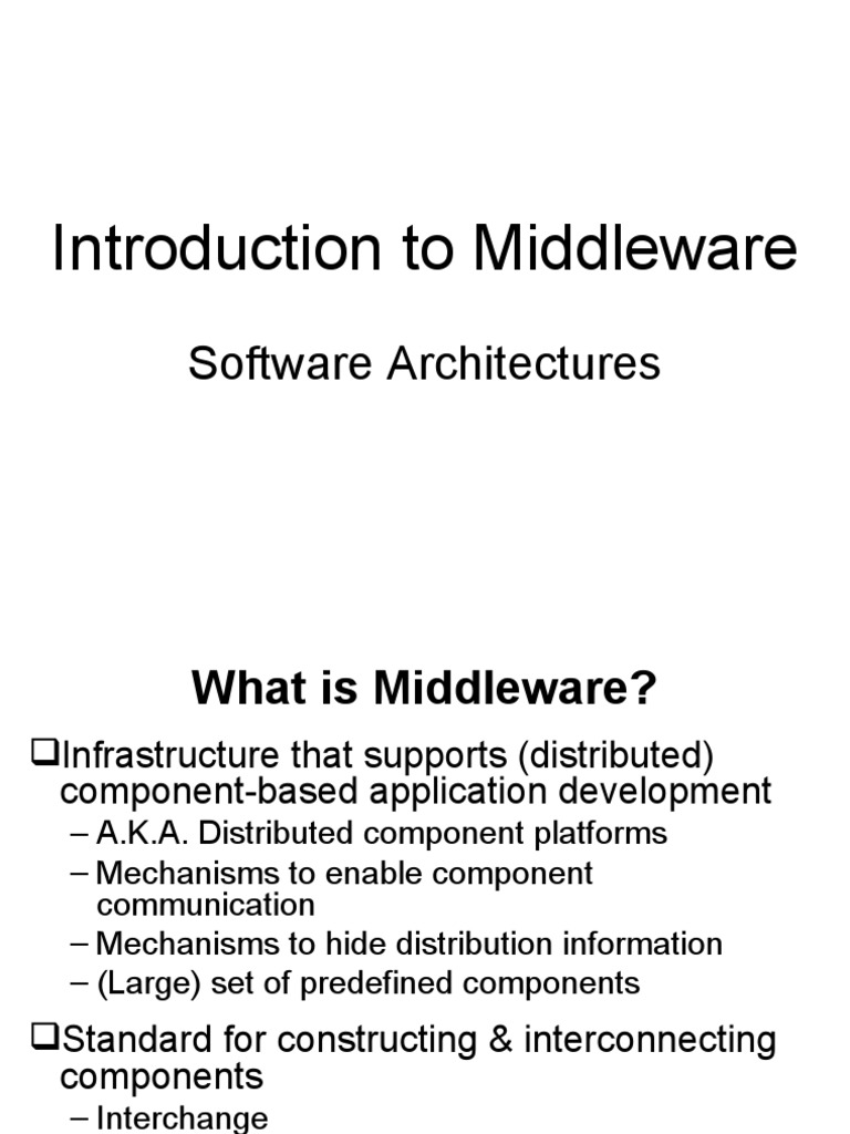 Introduction To Middle Ware | PDF | Component Based Software Engineering | Computing
