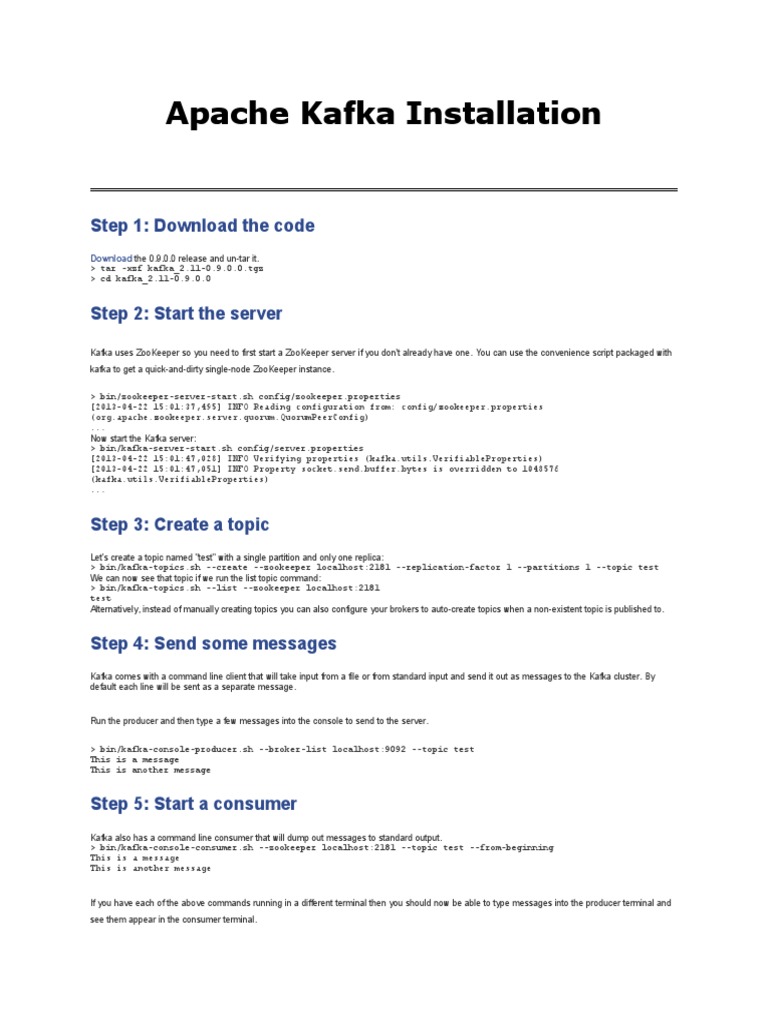 Apache Kafka Installation: Step 1: Download The Code | PDF | Computer Data | Information ...