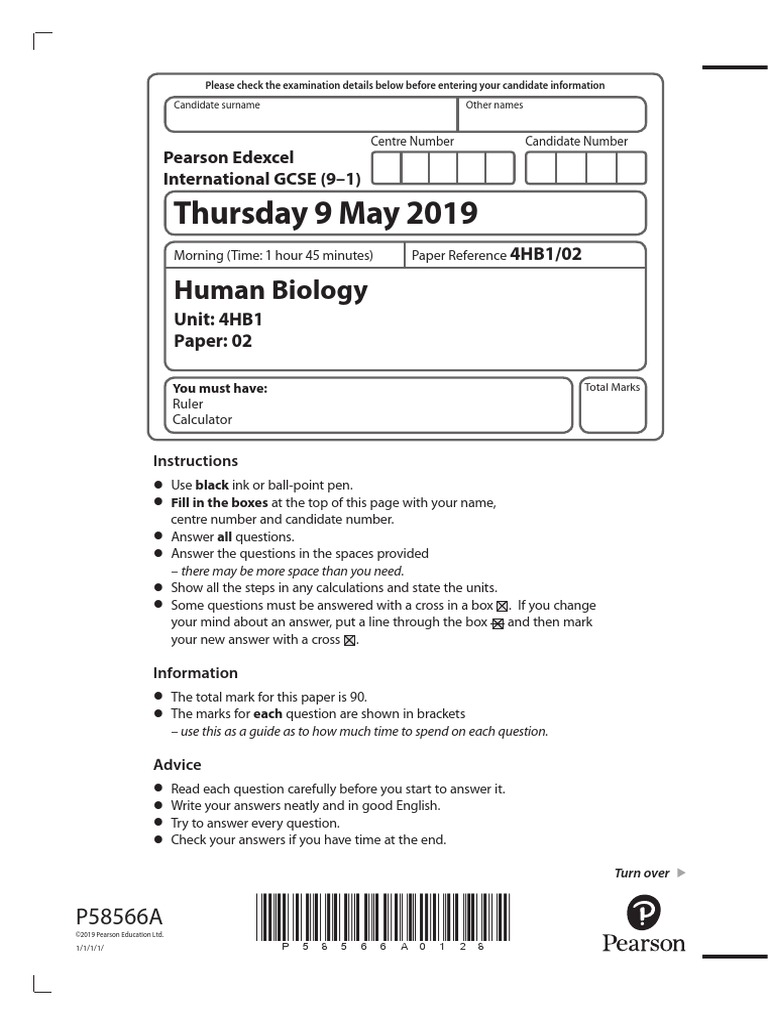 Human Biology Question Paper | PDF | Biology | Wellness