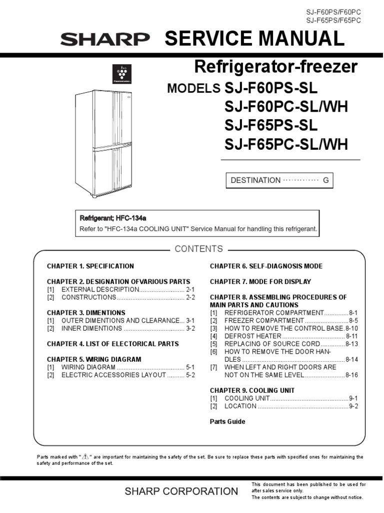 Sharp - SJ f60ps SL - SJ f65ps SL - SM | PDF | Refrigerator | Building ...