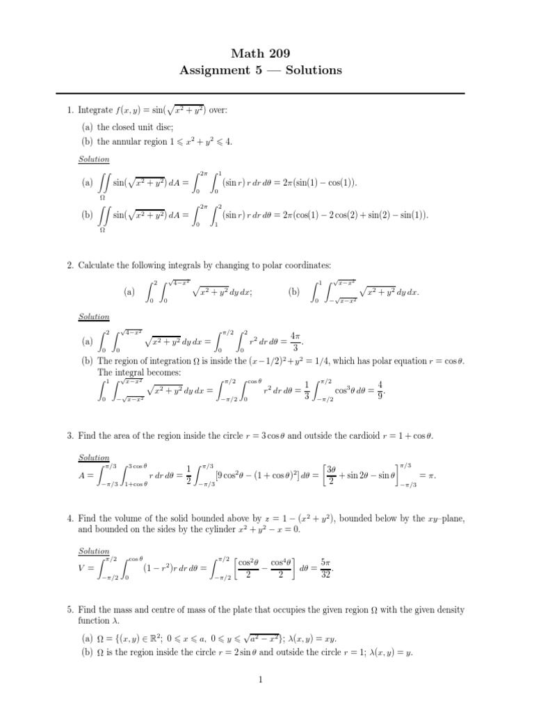 Math 209 Assignment 5 - Solutions | PDF | Differential Geometry | Geometry