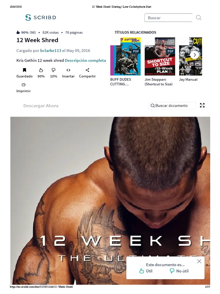 12 Week Shred - Dieting - Low Carbohydrate Diet PDF | PDF | Metabolic ...