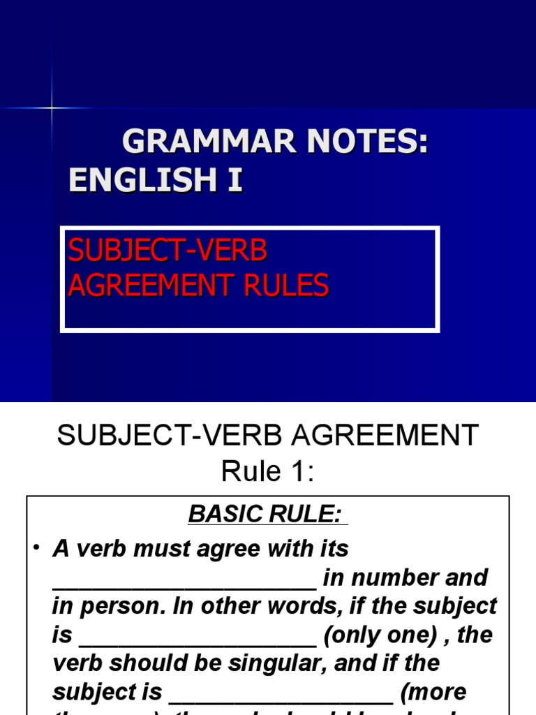 Subject-Verb Rules | PDF | Subject (Grammar) | Grammatical Number