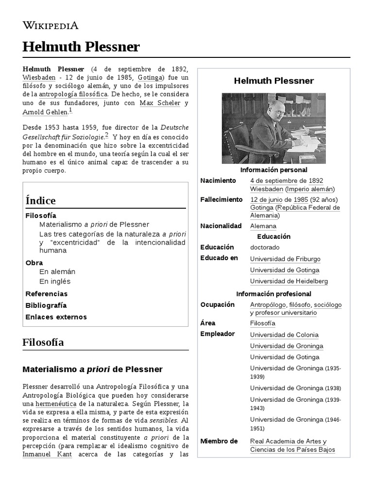 Helmuth Plessner | PDF | Aparición | Teorías filosóficas