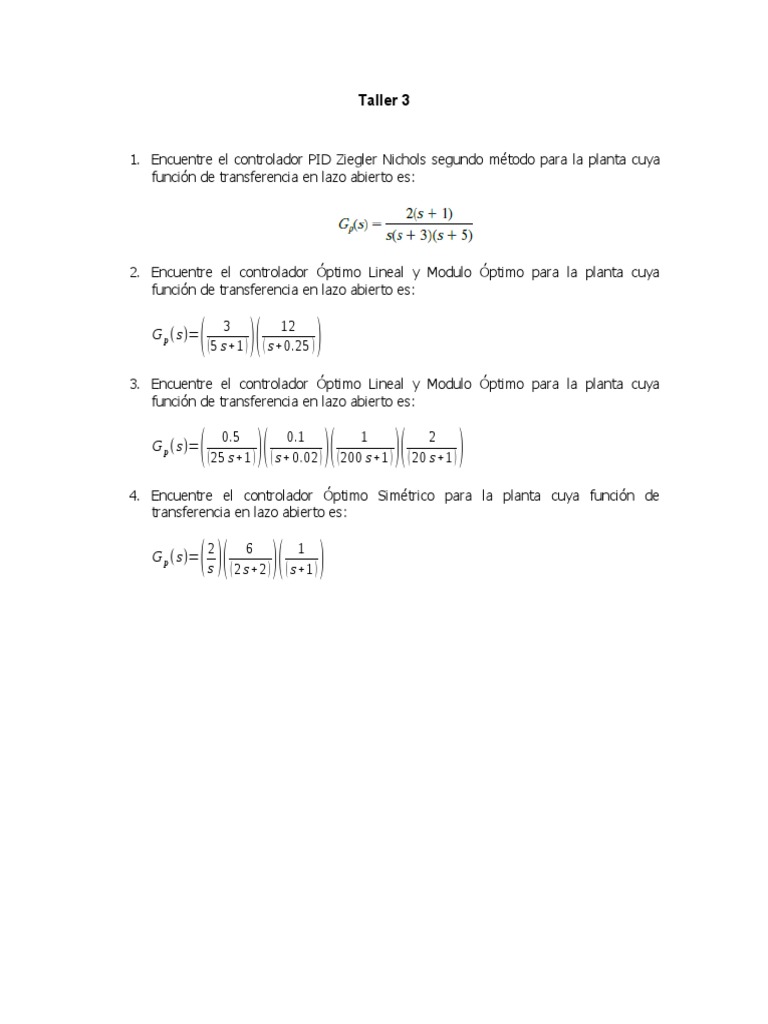 Controladores PID y Óptimos para Plantas | PDF