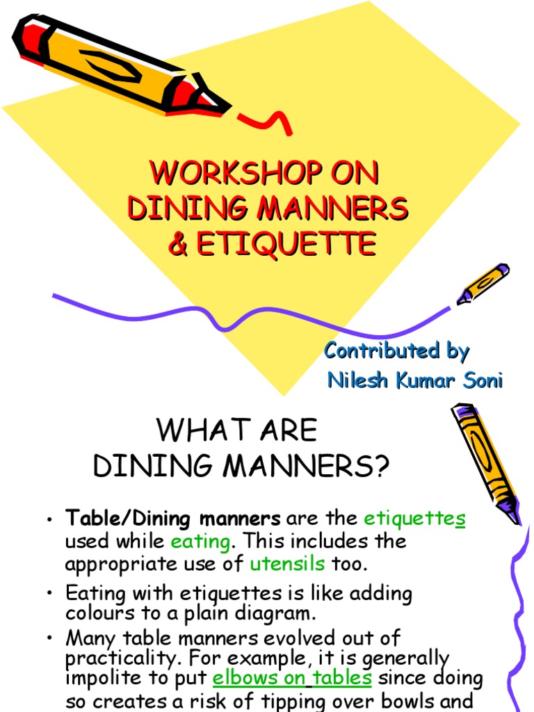 Dinning Manners | PDF | Tableware | Cooking