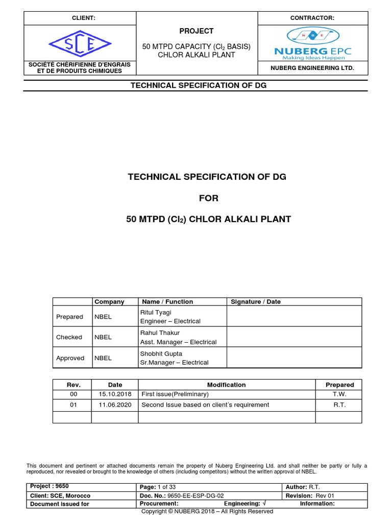 Technical Specification of DG-1 | PDF | Specification (Technical ...