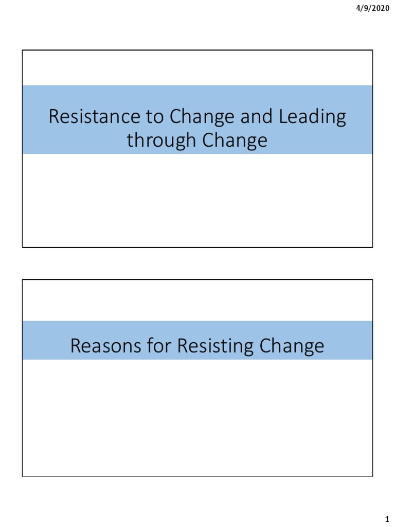 CH 8 19 Resistance To Change | PDF | Reason | Social Psychology