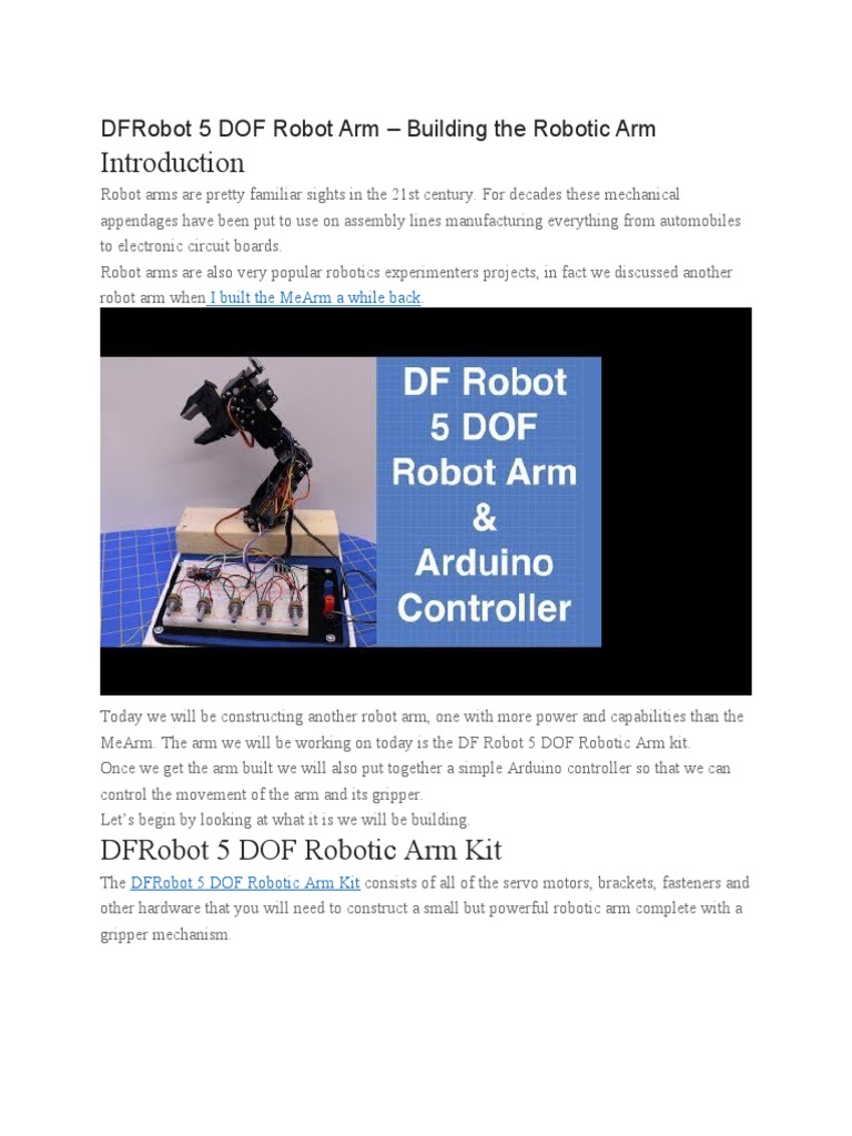 DFRobot 5 DOF Robot Arm | PDF | Nut (Hardware) | Screw