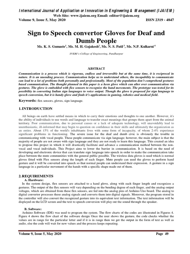 Sign To Speech Converter Gloves For Deaf and Dumb People | PDF | Analog ...