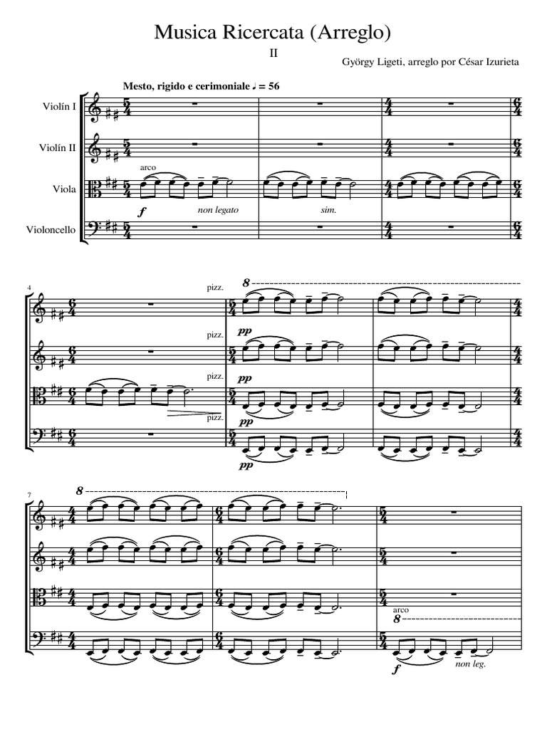 Arreglo de Música Ricercata de Ligeti | PDF | Música clásica ...