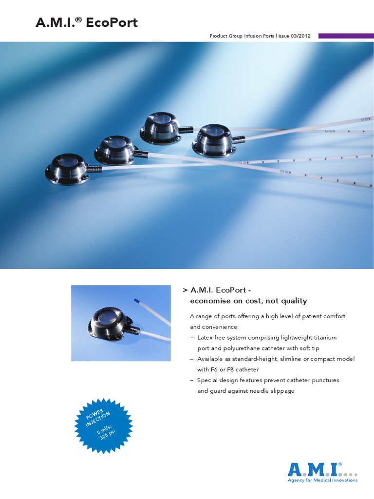 A.M.I. Ecoport: Product Group Infusion Ports - Issue 03/2012 | PDF | Intravenous Therapy | Catheter