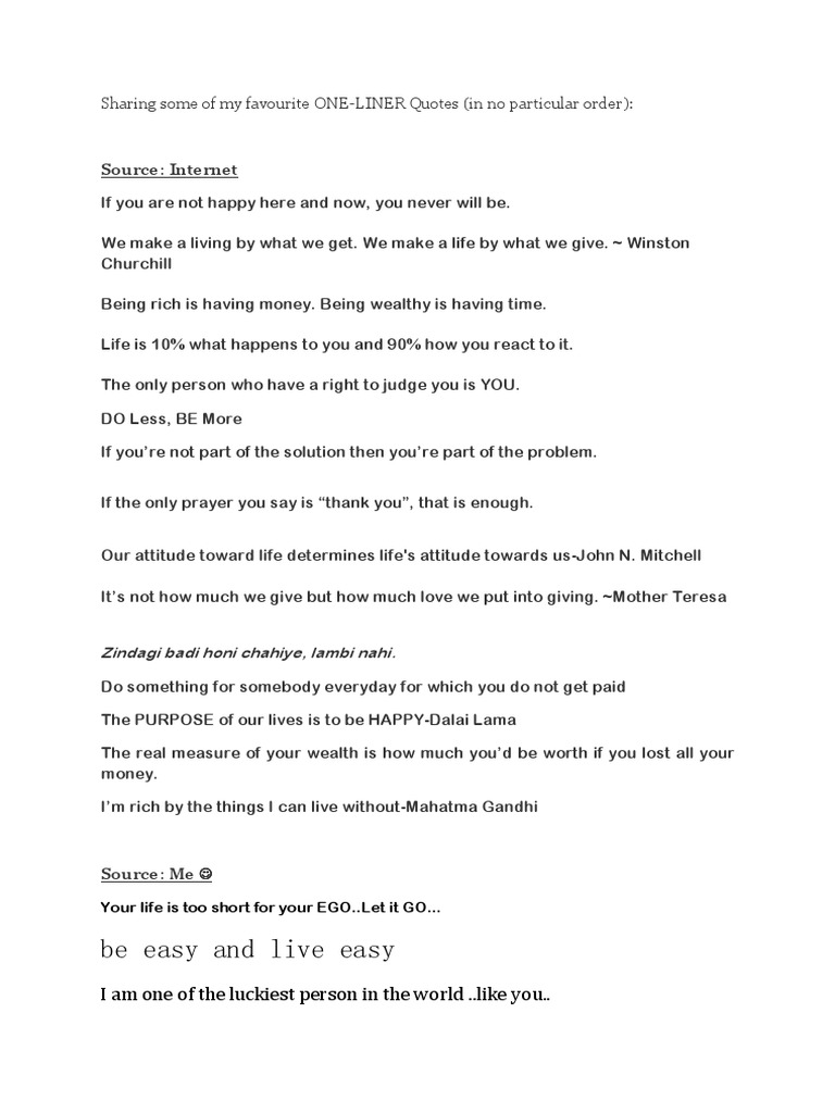 One Liners Quotes | PDF