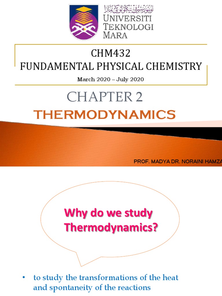 CHM432 Fundamental Physical Chemistry: Thermodynamics | PDF | Heat ...