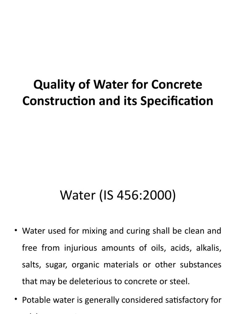 Quality of Water For Concrete Construction and Its Specification | PDF ...