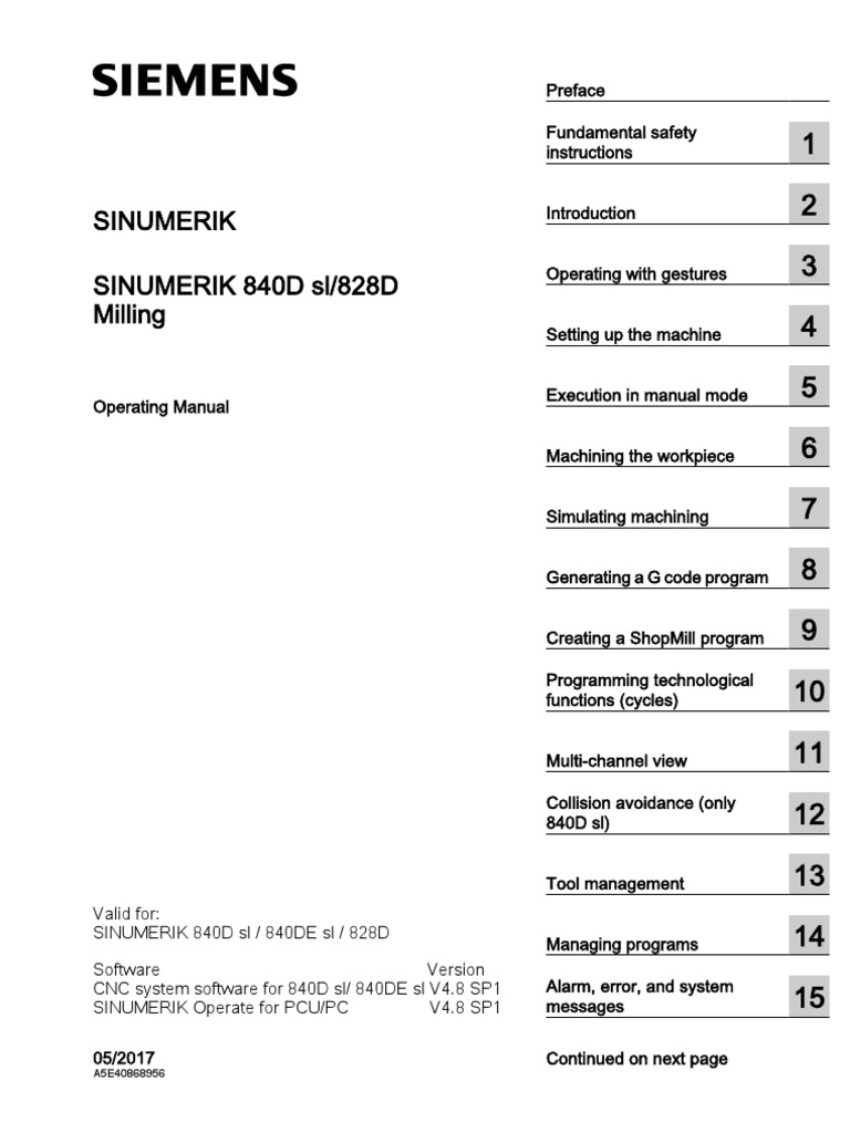 Sinumerik 840d SL | PDF | Documentation | Computer Program