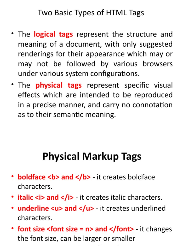 Two Basic Types of HTML Tags | PDF