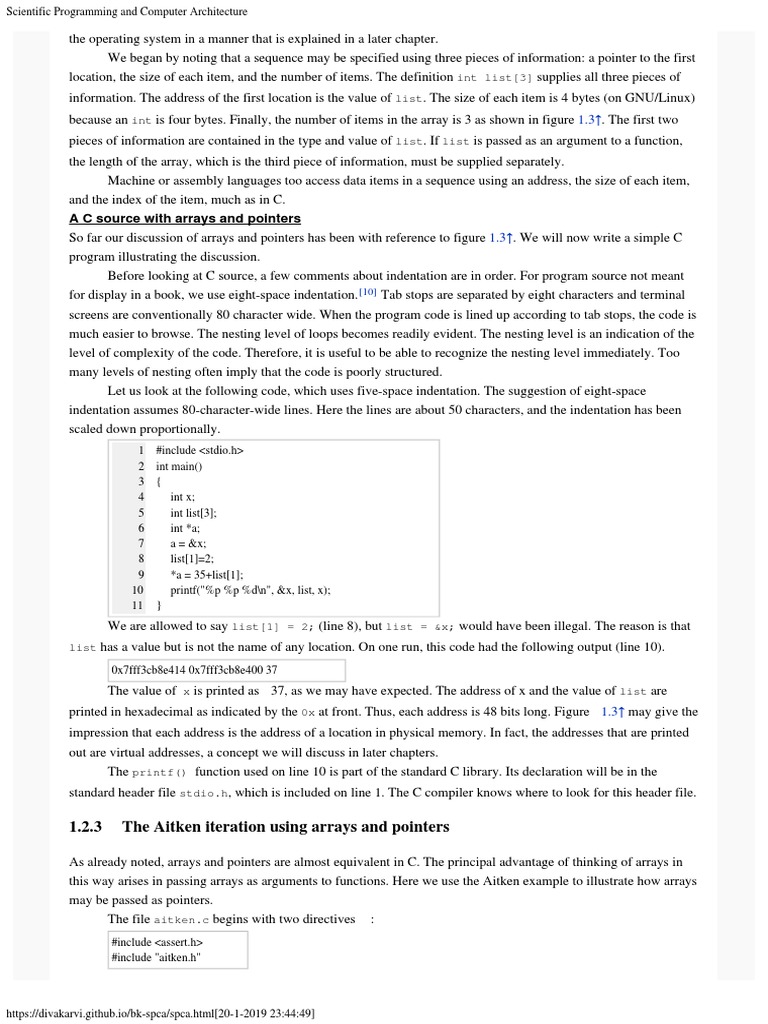 Scientific Programming and Computer Architecture 20 | PDF | Pointer ...