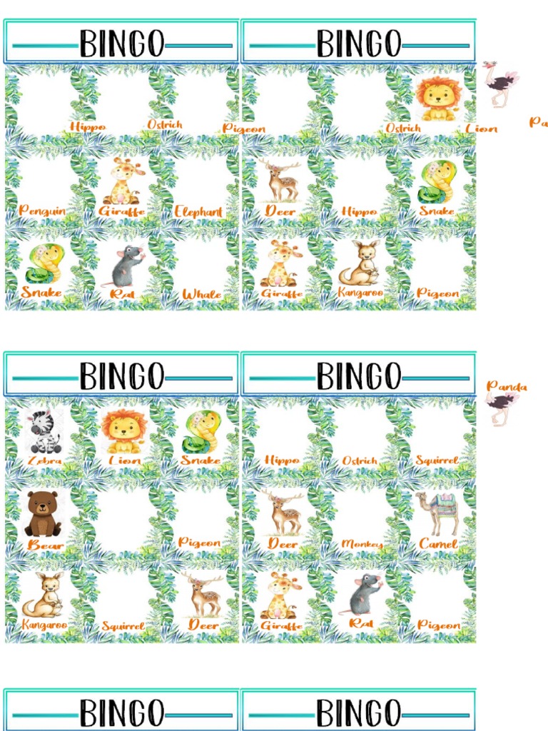 Bingo de Los Animales | PDF