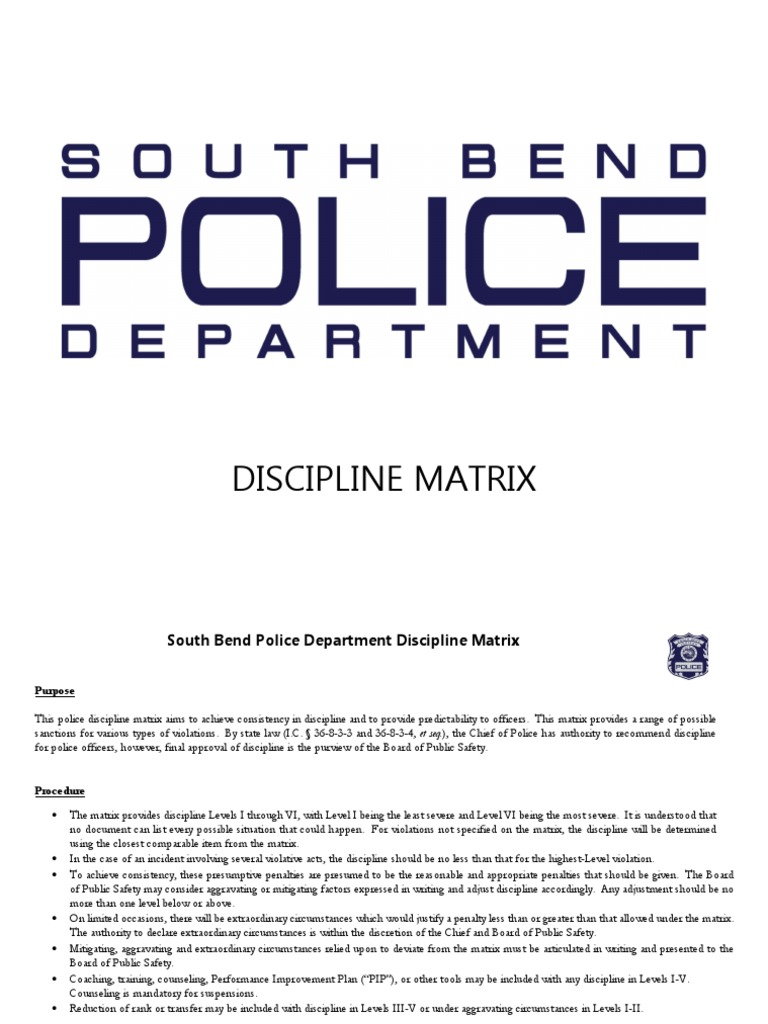 SBPD Discipline Matrix | PDF | Military Discharge | Police