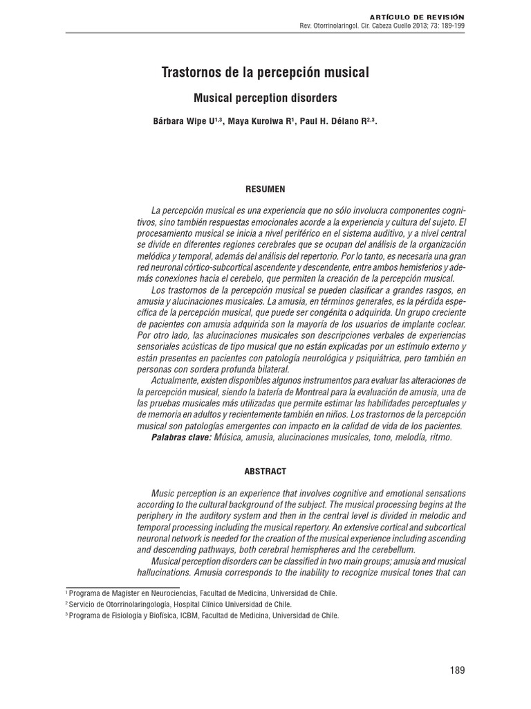 Trastornos de La Percepci N Musical PDF | PDF | Ritmo | Armonía