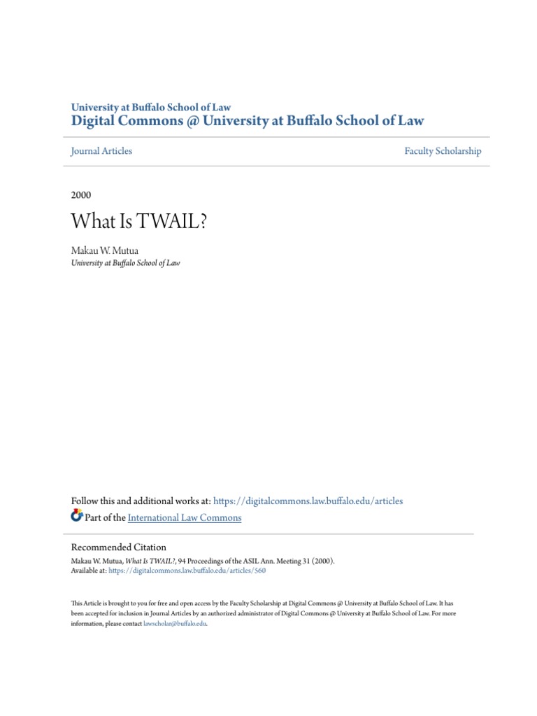 Understanding TWAIL by Makau Mutua | PDF | International Law ...