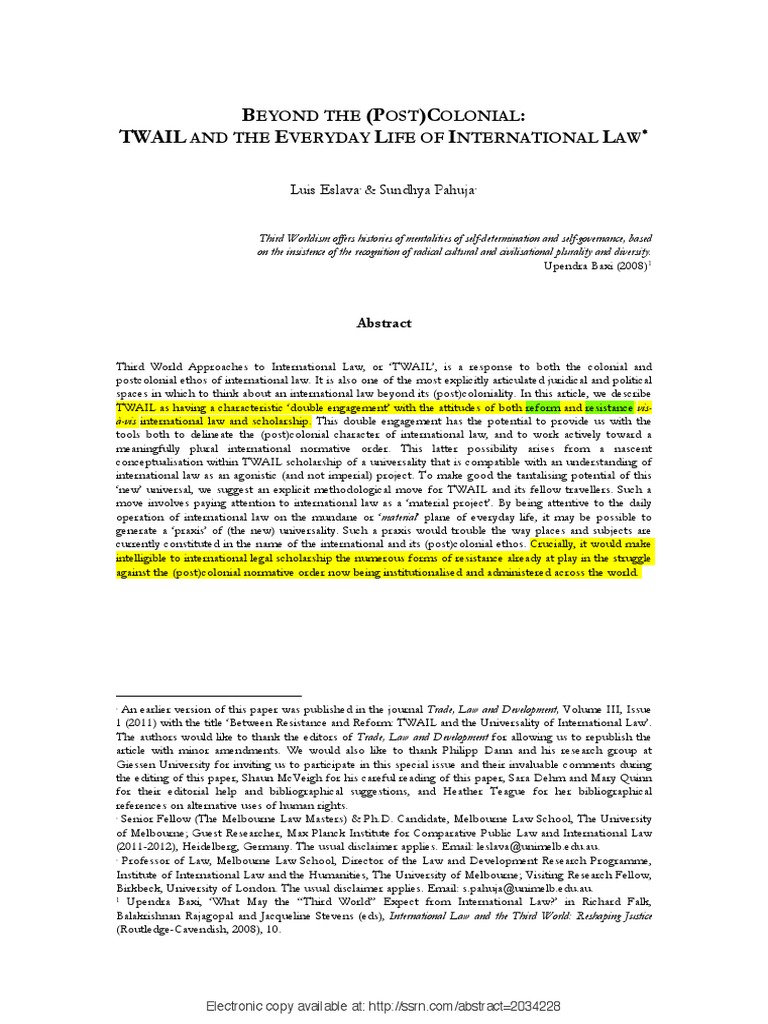 TWAIL Eslava | PDF | International Law | Postcolonialism