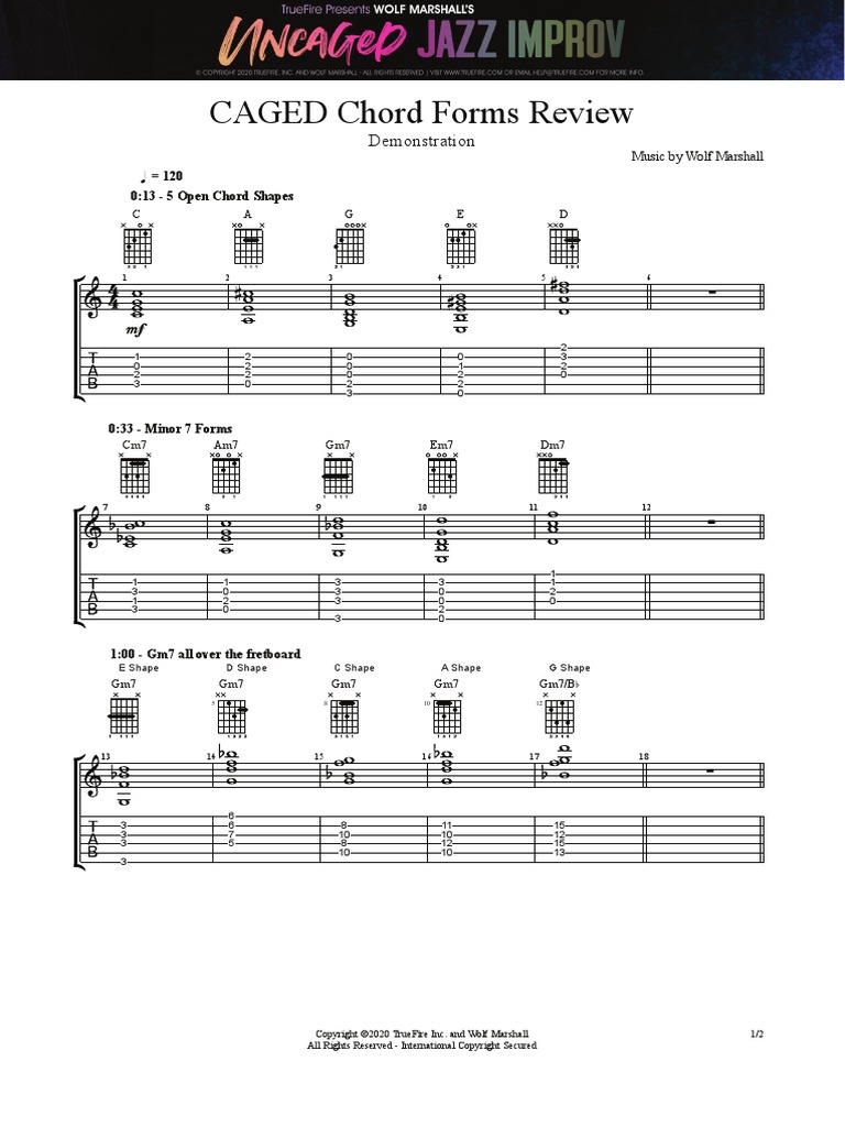 CAGED Chord Forms Review: Demonstration | PDF | Elements Of Music | Harmony
