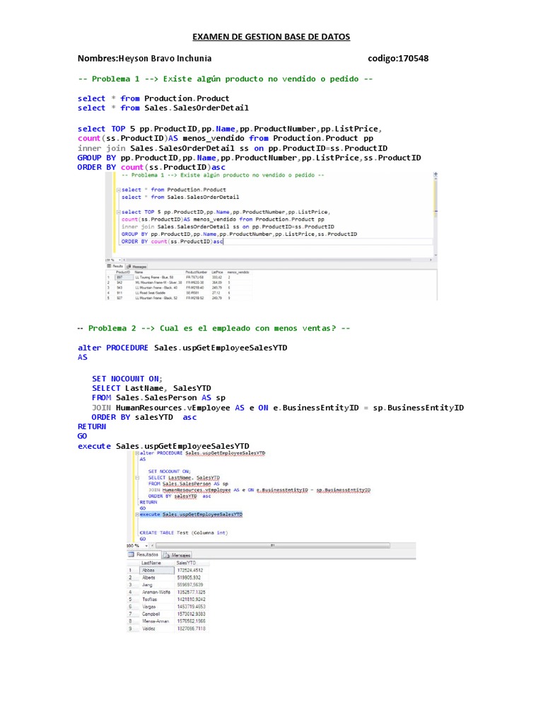 Examen de Gestion Base de Datos | PDF | Computer Programming | Algorithms