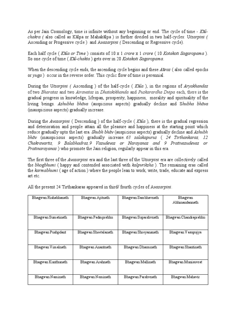 Jain Cosmology and Jin Shashan Timeline | PDF | Indian Philosophy ...