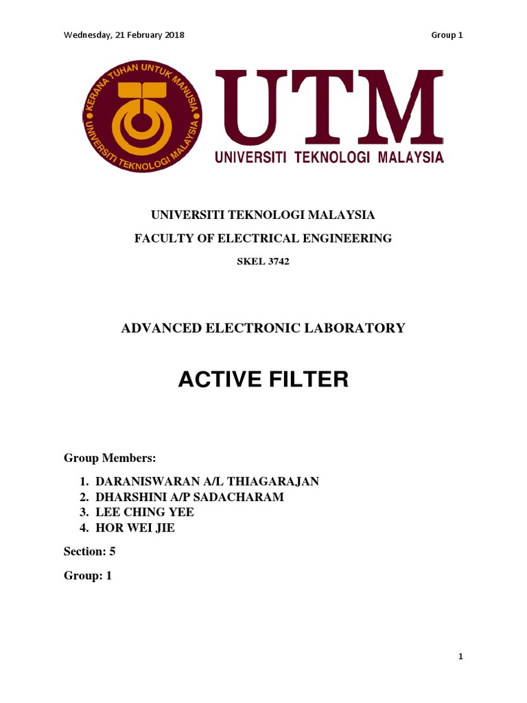 Active Filter Proposal Group 1 PDF | PDF | Electronic Filter | Passivity (Engineering)