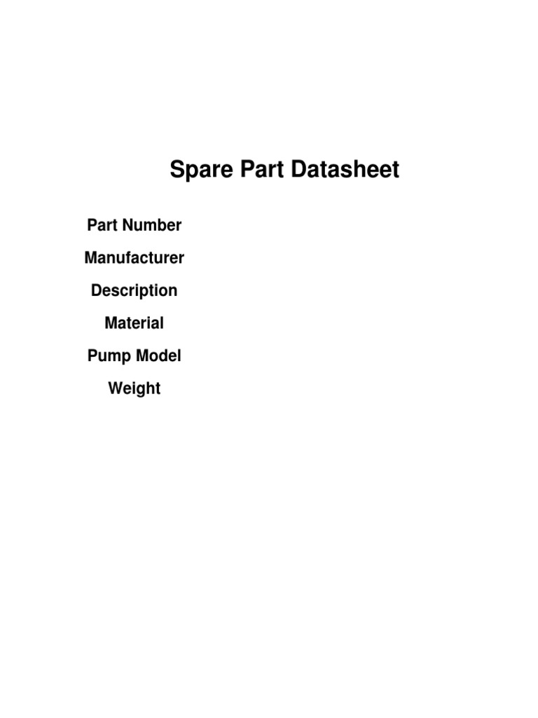 Spare Parts Datasheet PDF | PDF