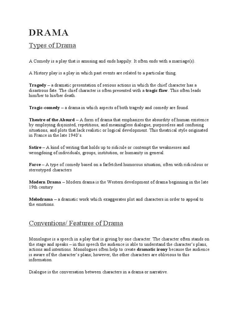 Types and Elements of Drama | PDF | Play (Theatre) | Irony