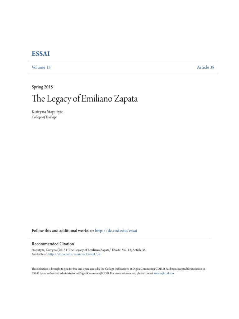 The Legacy of Emiliano Zapata: Essai | PDF | Mexican Revolution ...