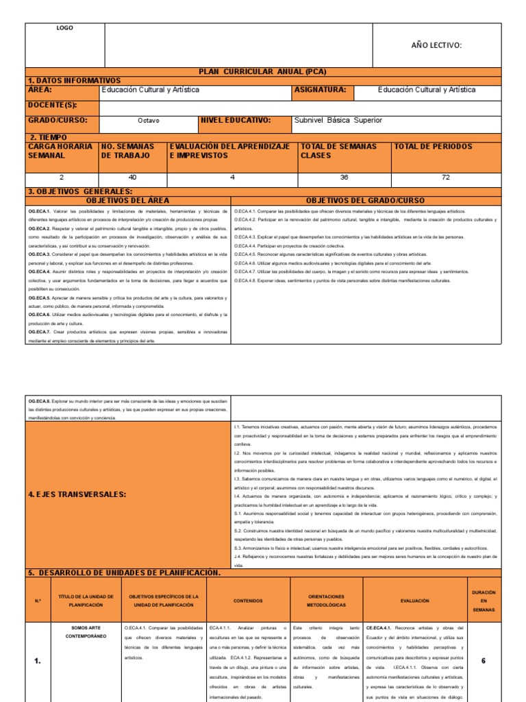 PLAN ANUAL ECA 8vo | PDF | Toma de decisiones | Aprendizaje
