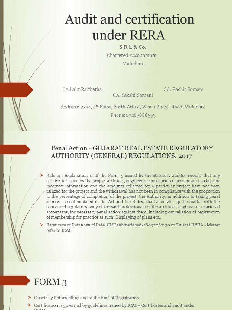 Audit and Certification Under RERA: Chartered Accountants Vadodara ...