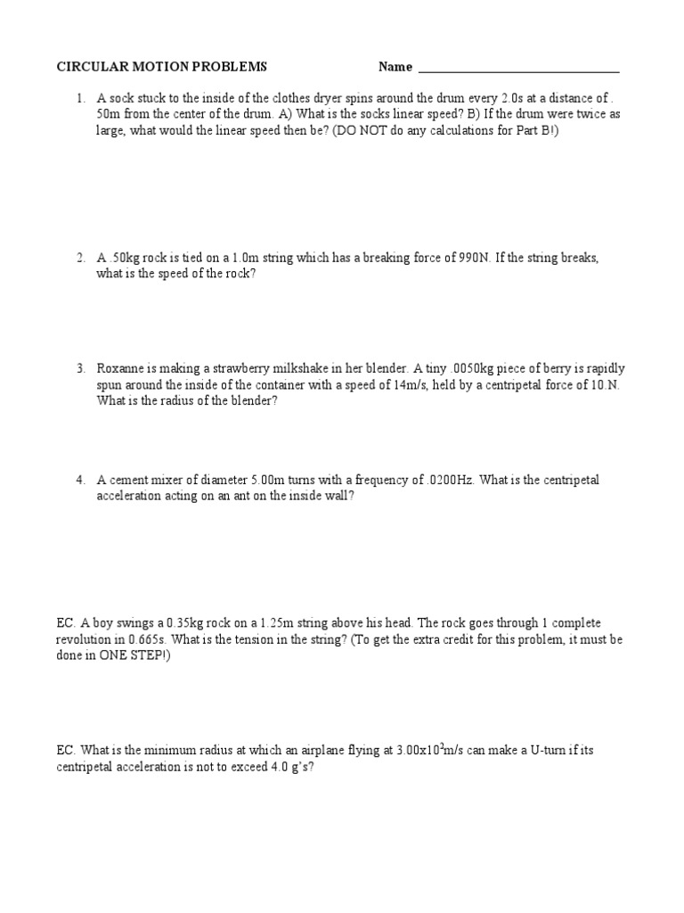 Circular Motion Problems with Solutions | PDF | Science & Mathematics