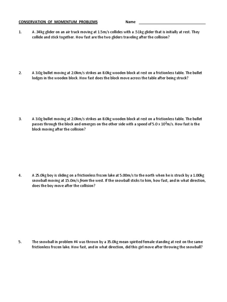 Momentum Conservation Problems | PDF