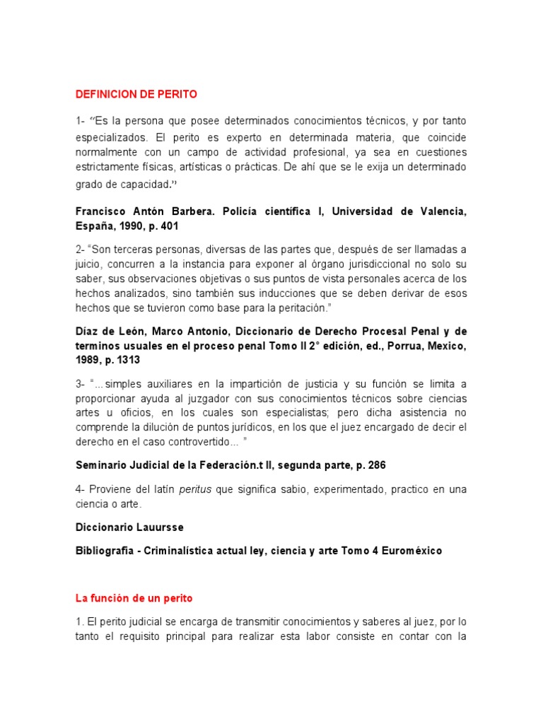 3-Definicion de Perito | PDF | Testigo experto | Ciencia forense