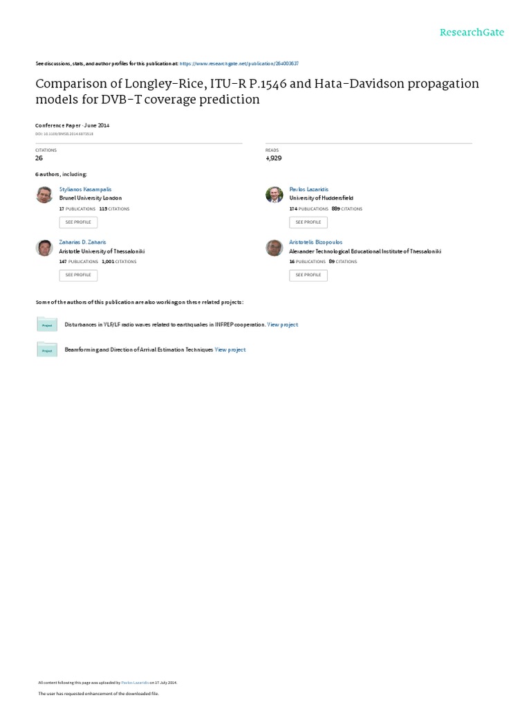 Longley Rice BMSB 2014 | PDF | Radio Propagation | Radio