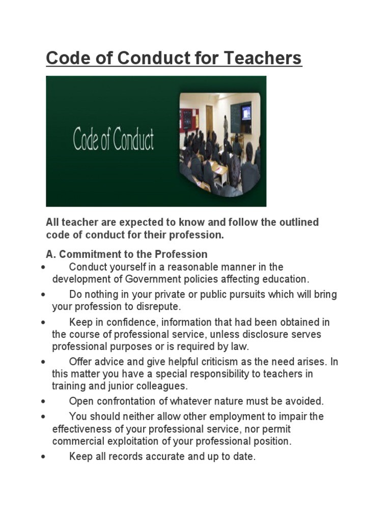Code of Conduct For Teachers | PDF | Dress | Teachers