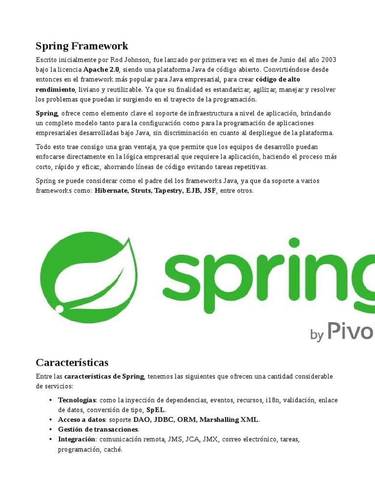 Spring Framework | PDF | Spring Framework | Marco de software Spring Framework | PDF | Spring Framework | Marco de software